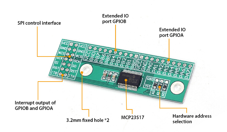 SPI Interface Converter PinBoard 16Bit I/O Extension Board Module MCP23S17-E/SS for Arduino